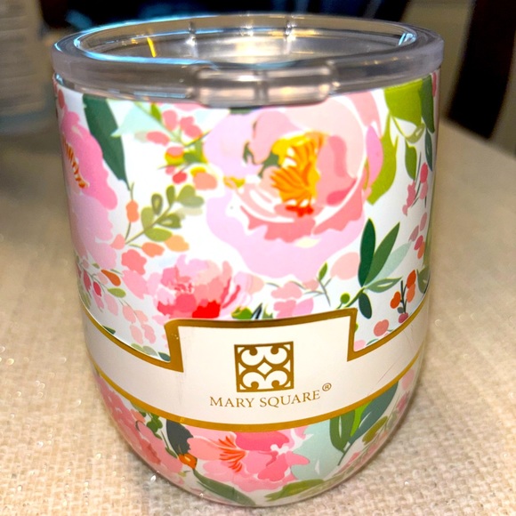 Dining | Mary Square Pink Floral Tumbler | Poshmark